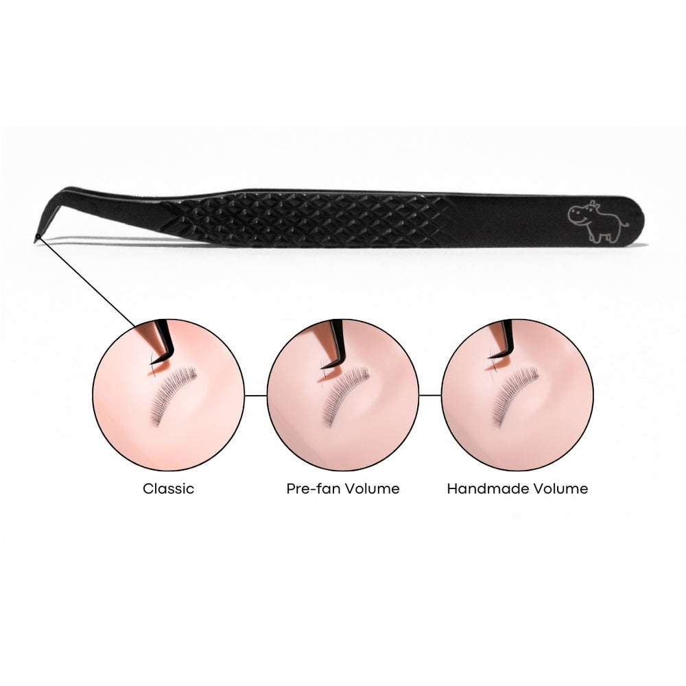 Volume Microfiber Slim Boot Eyelash Extension Grippopotamus Tweezers